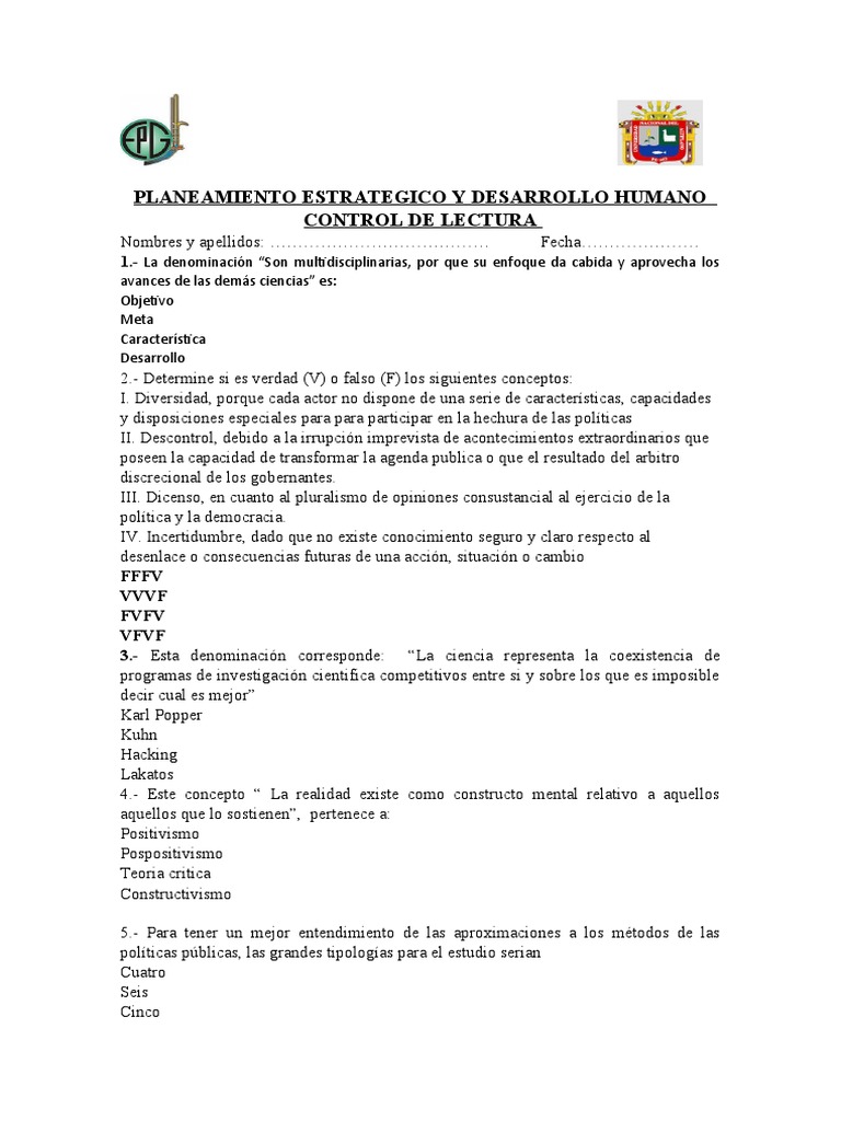 Prueba de Control Lectura en Word Sin Respuesta 12 de Junio 2022 | PDF ...