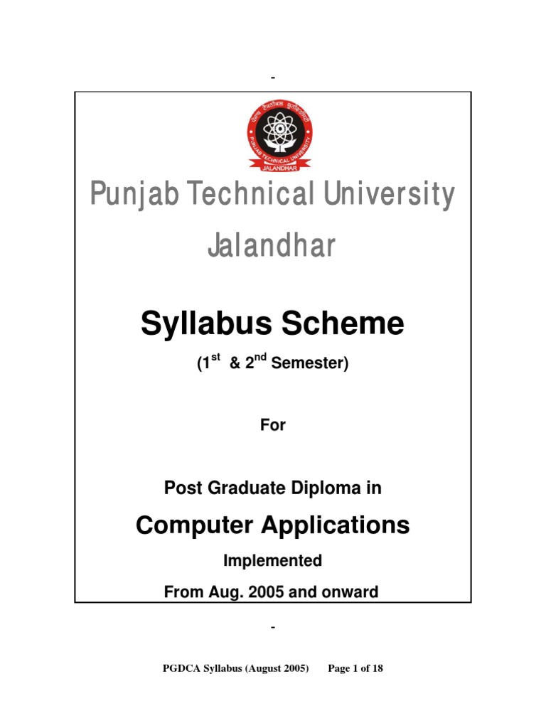 PTU - PGDCA Syllabus | PDF | Relational Database | Pl/Sql