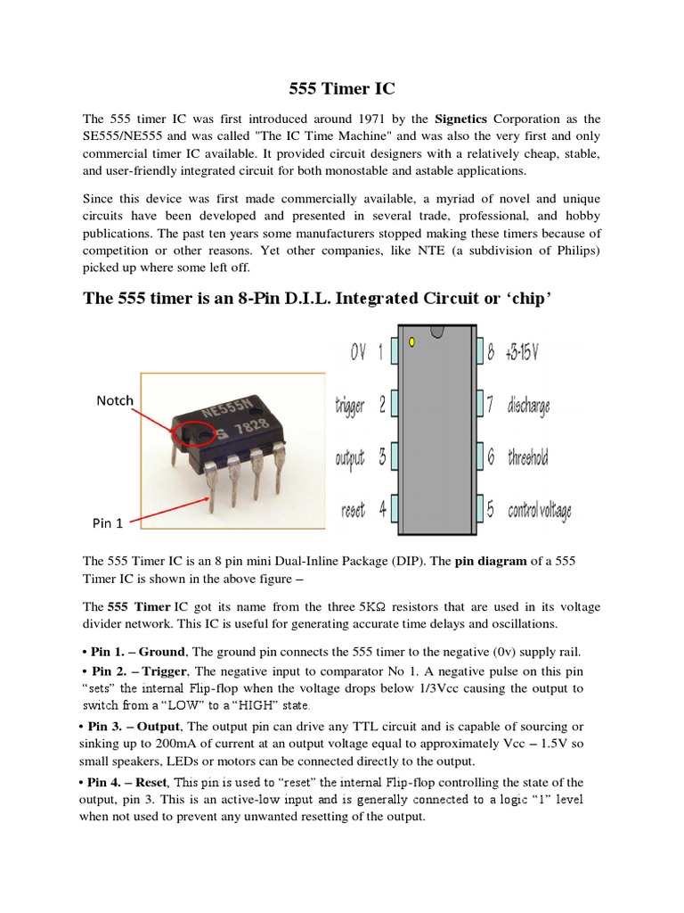 The 555 Timer IC: An 8-Pin Mini DIP Chip for Generating Time Delays ...