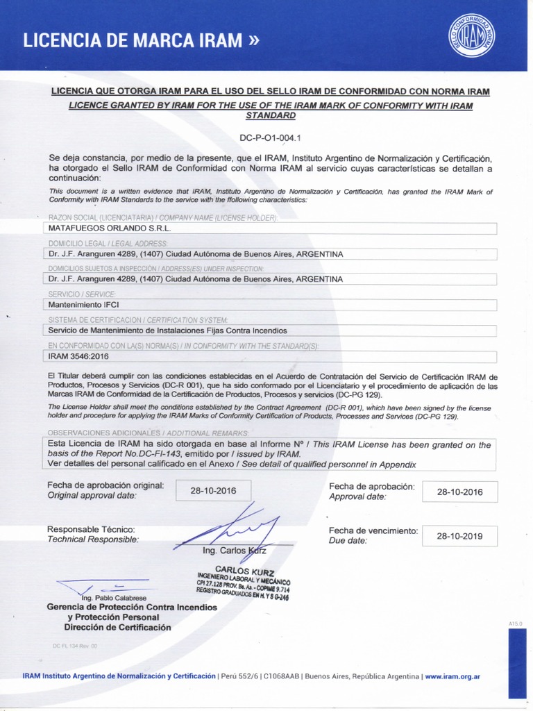 Licencia Iram 3546 | PDF