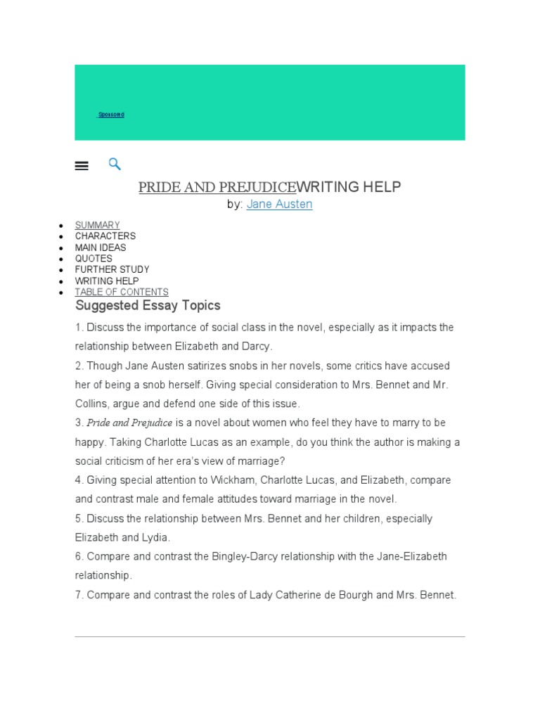 Essay Pride and P | PDF | General Fiction