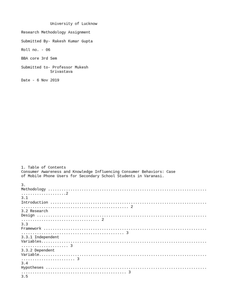 Rakesh Assignment Research Methodology | PDF | Survey Methodology ...