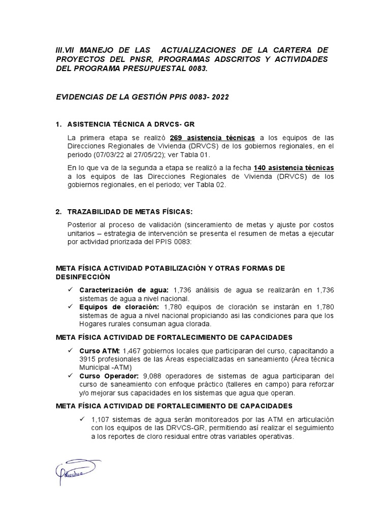 VII Gestión PPIS 0083 | PDF | Agua | Ingeniería Química