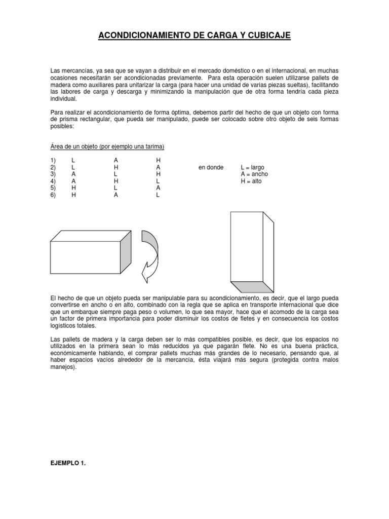 Cálculo de Cubicaje y Acondicionamiento | PDF | Transporte | Science