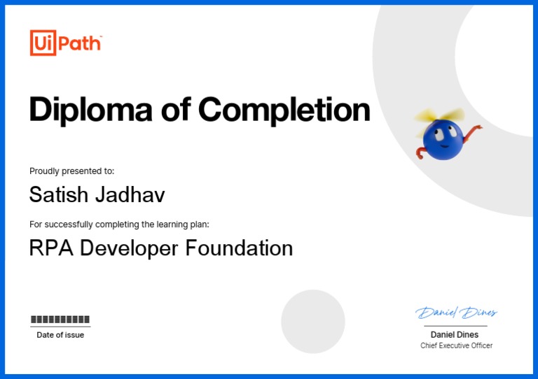 Satish Jadhav UiPath RPA Developer Foundation Certificate | PDF