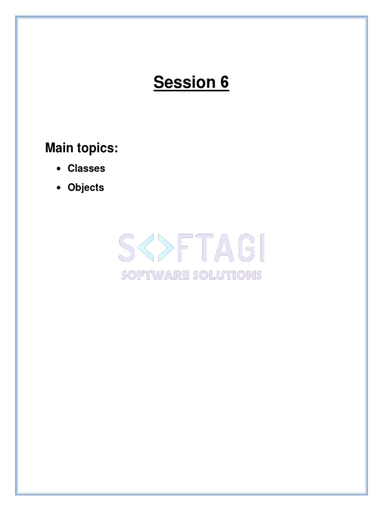 Session 6 Classes And Objects Pdf Class Computer Programming Object Oriented Programming