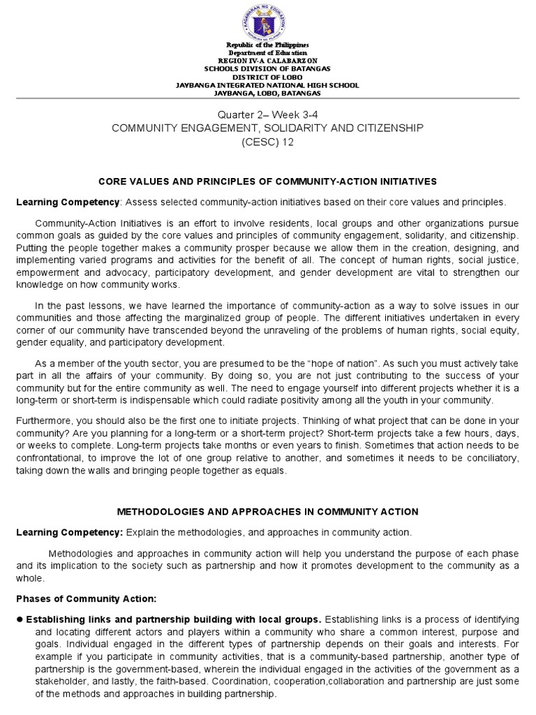 CESC Module Week 3 4 | PDF | Needs Assessment | Community