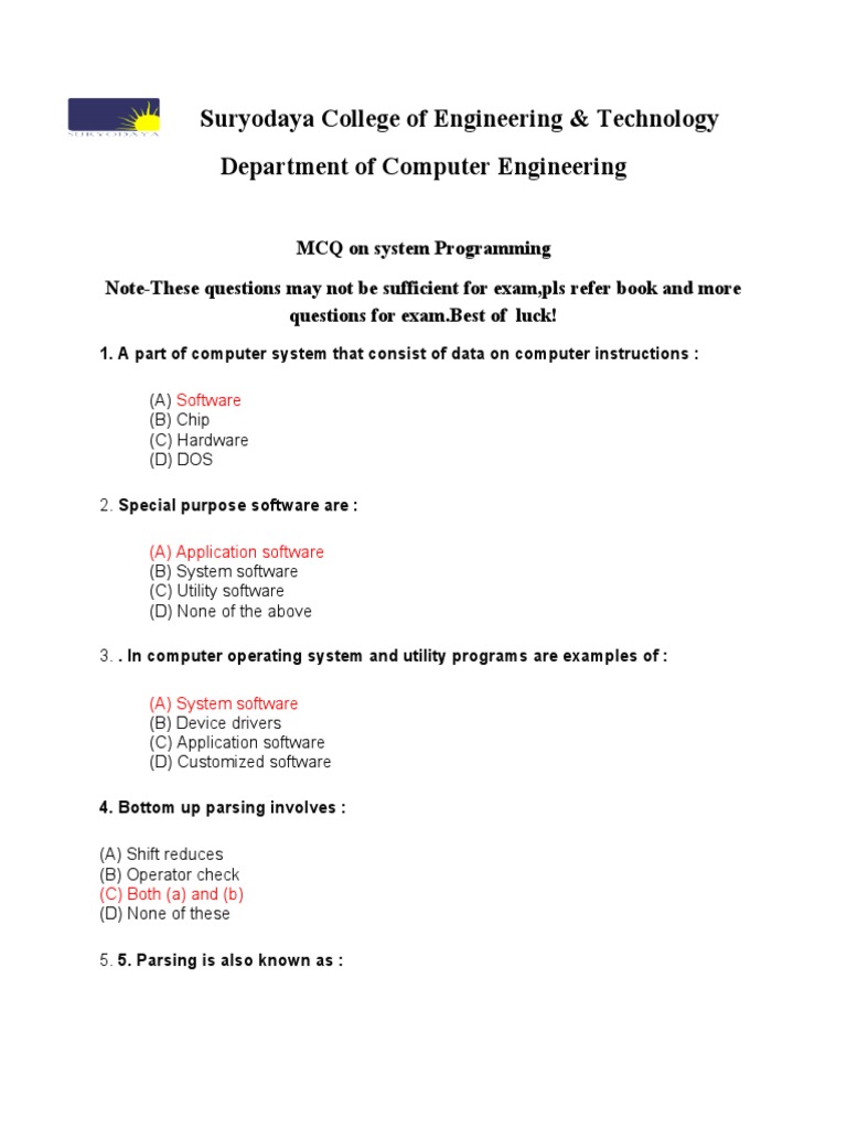 MCQ For Second Year | PDF | Assembly Language | Programming