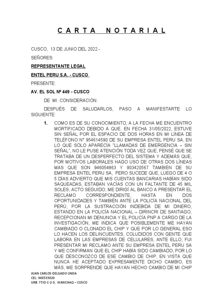 Carta Notarial | PDF | Daños y perjuicios