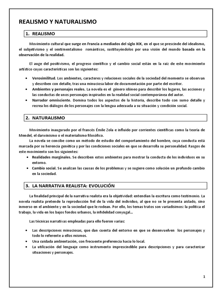 REALISMO Y NATURALISMO Alumnos | PDF | Realismo literario