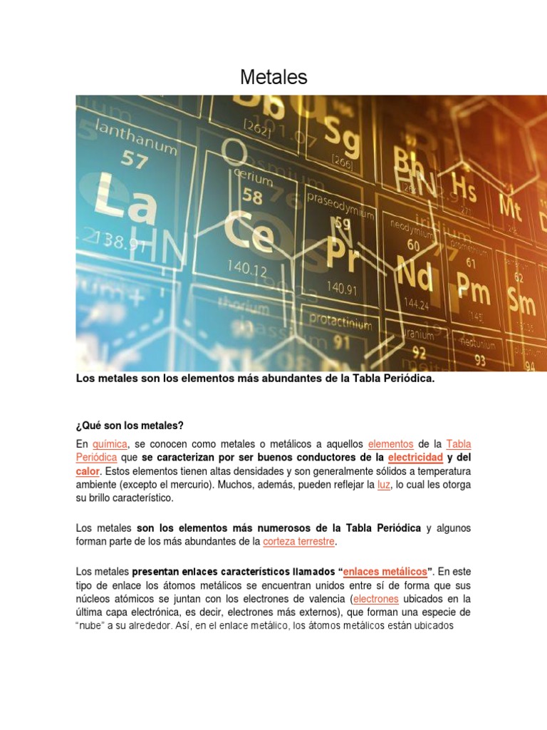 Metales y No Metales | PDF | Rieles | Ciencias fisicas