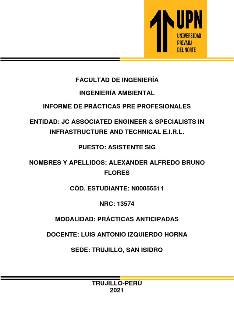 Informe Final de Practicas Pre Profesionales | PDF | Evaluación de impacto ambiental | Calidad ...