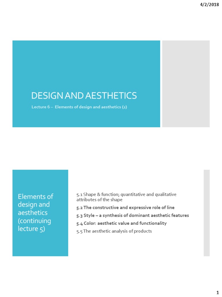 Lecture 6 - Elements of Design and Aesthetics | PDF | Color | Visual System