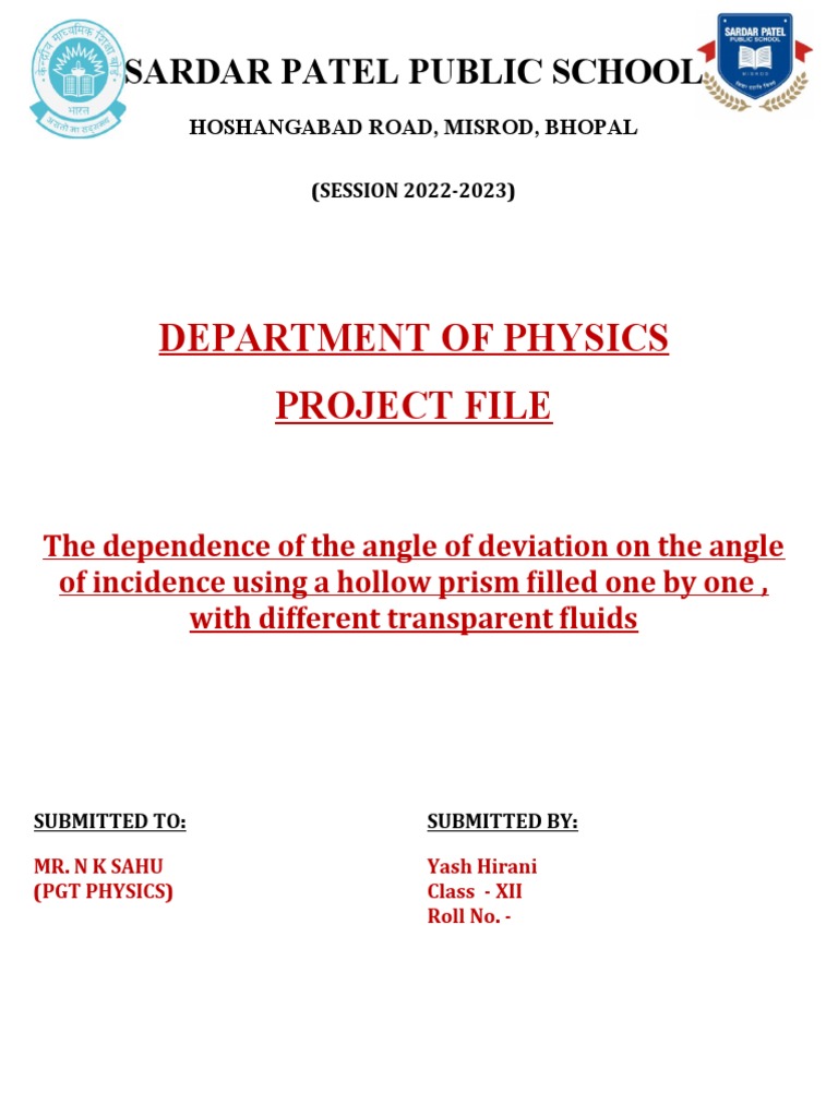 Physics IP Front Pages | PDF | Prism | Light
