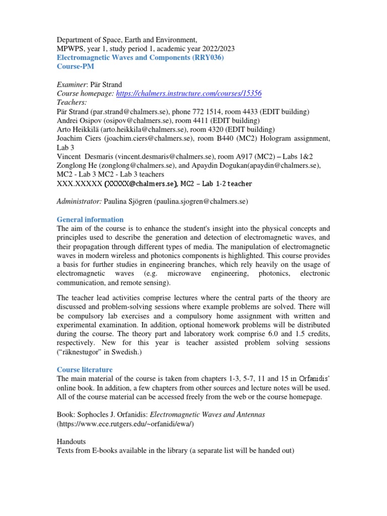Emwc Course PM 2022 v2 | PDF | Waves | Reflection (Physics)