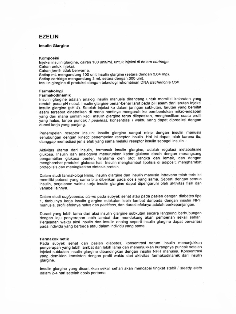 Ezelin Larutan Injeksi 100 Unit, ML - Insulin Glargin - DKI1636800143A1 ...