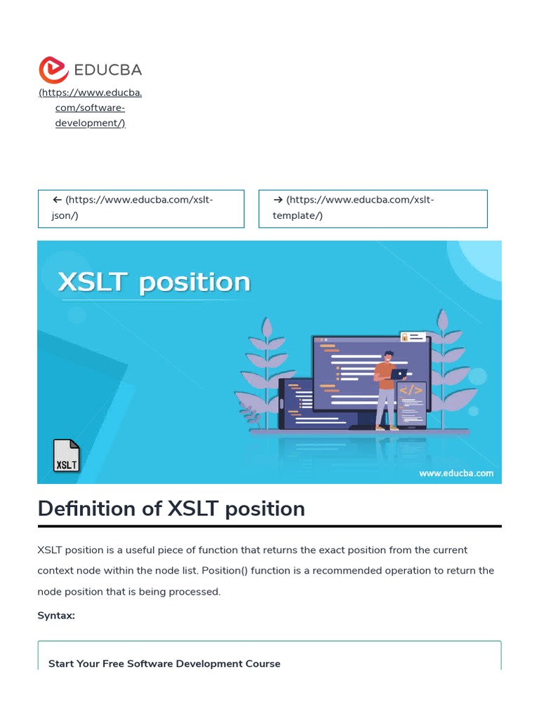 XSLT Position - How Does The XSLT Position Work With Examples | PDF ... XSLT Position - How Does The XSLT Position Work With Examples | PDF ...