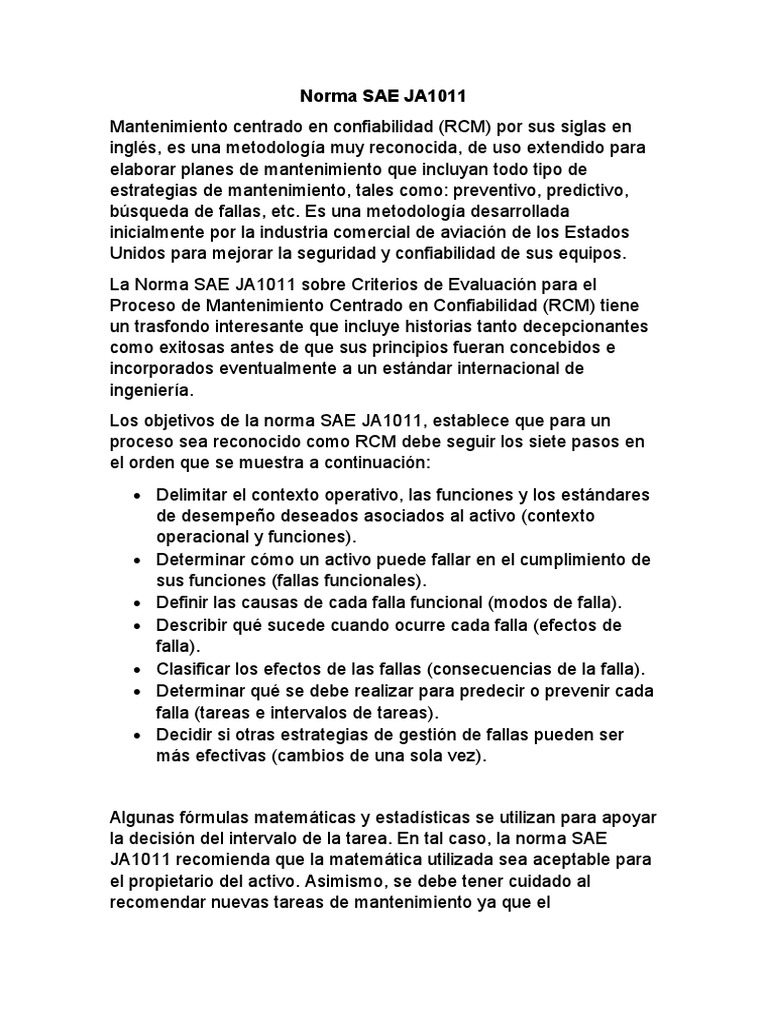 ADRIEL MACHADO Norma SAE JA1011 y JA1012 Adriel Machado | PDF | Ingeniería de confiabilidad