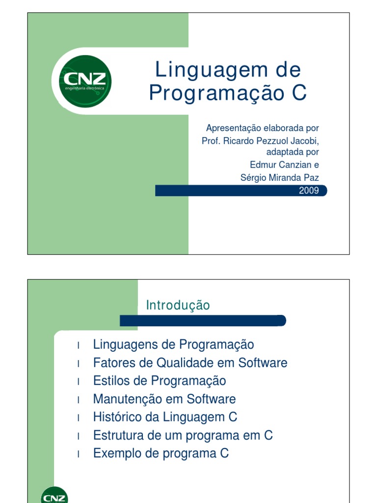 C Linguagem Programação Introdução | PDF | Linguagem de programação ...