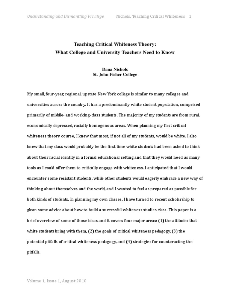 Critical Whiteness | PDF | Whiteness Studies | Race (Human Categorization)