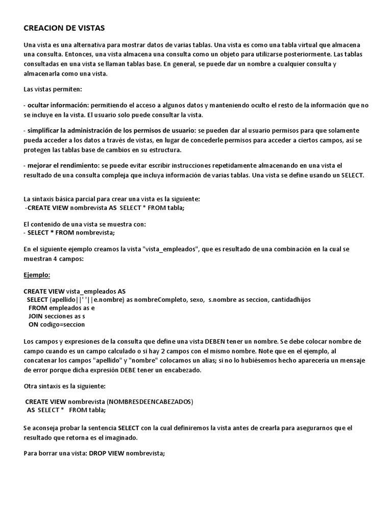 Clase 15 Creacion de Vistas - JOIN | PDF | SQL | Programación de ...