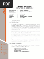 Memoria Descriptiva Instalciones Electricas | PDF | Ingenieria Eléctrica | Electricidad