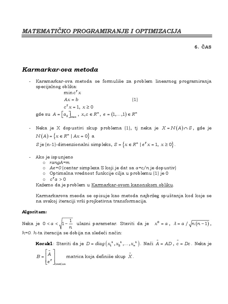 16-06V MPIO (Karamarkov Algoritam Gomory-Ev Algoritam Unutrasnje Metode Linearnog Programiranja ...