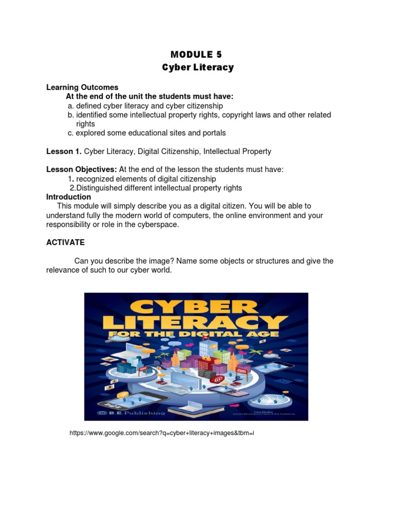 Cyber Literacy Module Covers Digital Citizenship | PDF | Cyberspace ...
