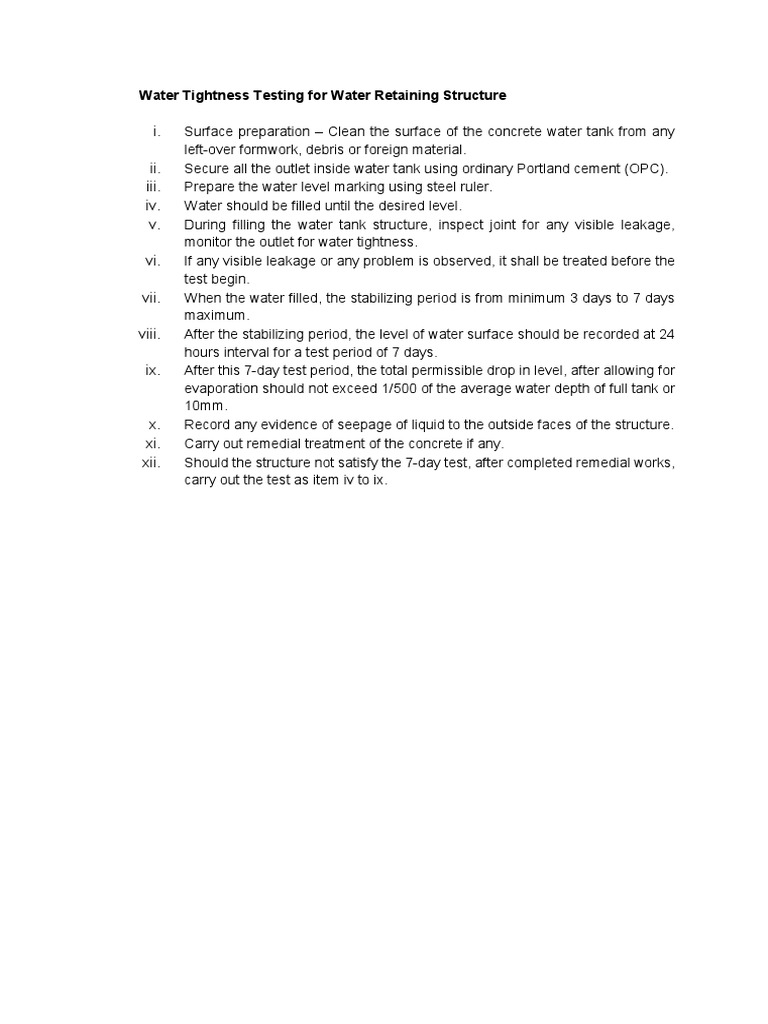 MOS Water Tightness Test | PDF