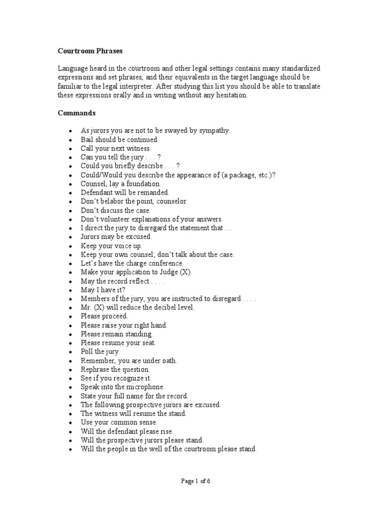Courtroom Phrases | PDF | Witness | Crime & Violence