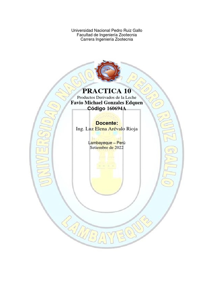 PRACTICA 10 Favio Gonzales | PDF | Queso | Leche
