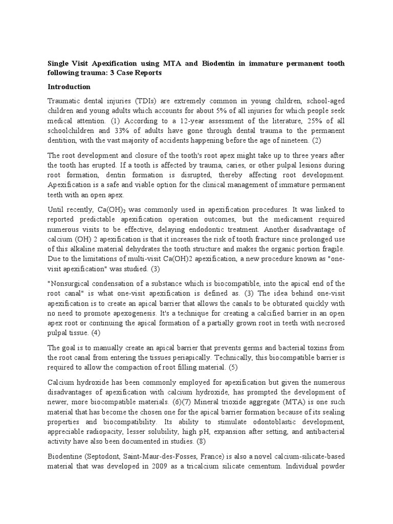 Apexification with MTA and Biodentin Cases | PDF | Dentistry Branches ...