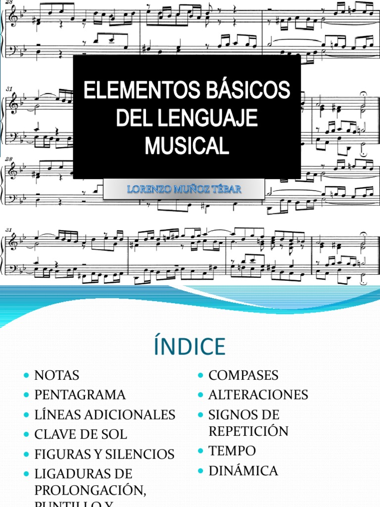 Índice Notas Pentagrama Líneas Adicionales Clave de Sol Figuras y ...