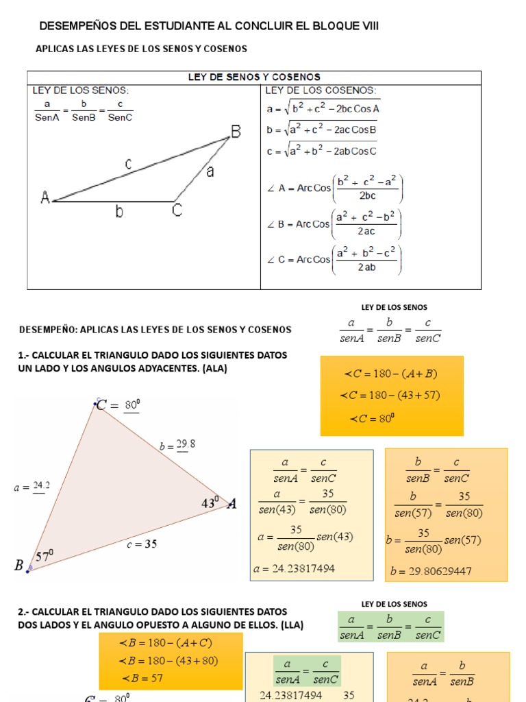 Ley de Senos y Cosenos | PDF | Triángulo | Ángulo