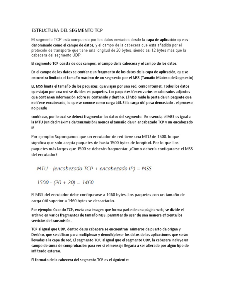 Estructura Del Segmento TCP | PDF | Protocolo de Control de Transmisión ...