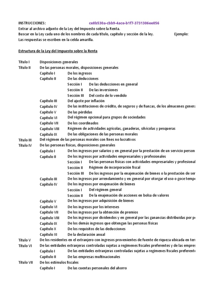 Estructura de la Ley del ISR 2025 | PDF | Impuesto sobre la renta ...