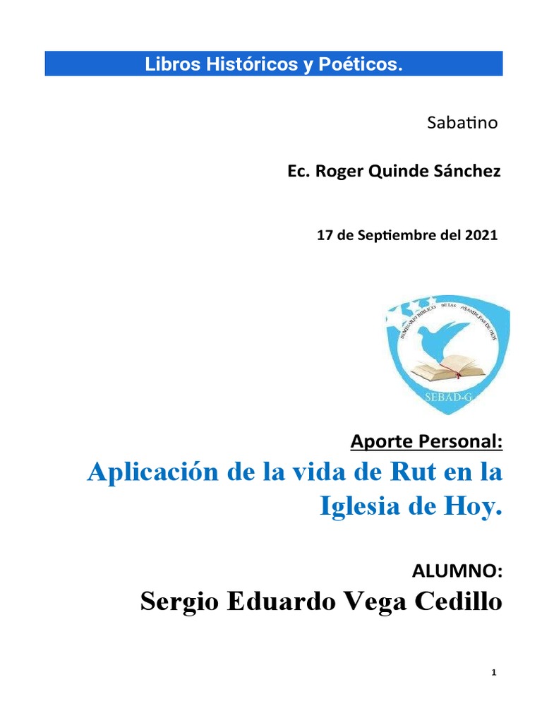 Aplicación de La Vida de Rut en La Iglesia de Hoy | PDF | Cristo ...