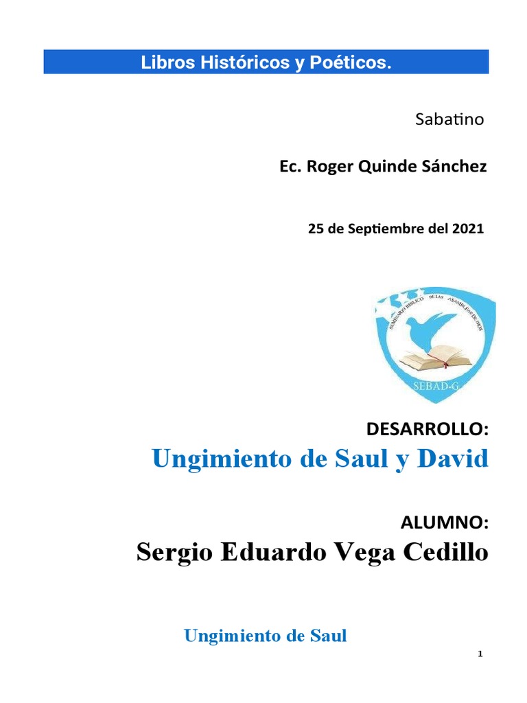 Ungimiento de Saul y David | PDF | David | Saulo