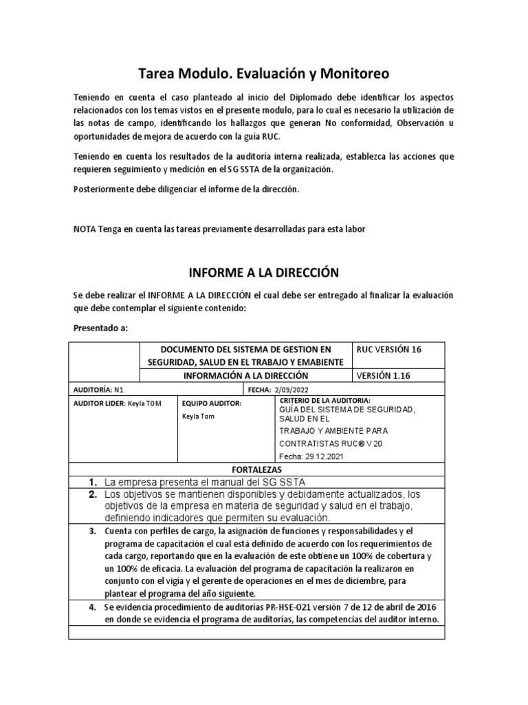 Tarea Modulo - Evaluaciòn y Monitoreo | PDF | Auditoría | Business