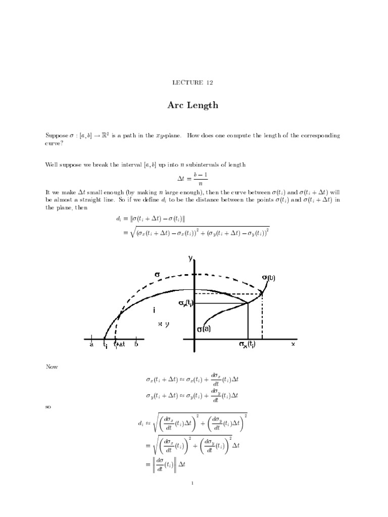 Arc Length: σ a, b → R xy | PDF | Curve | Mathematics