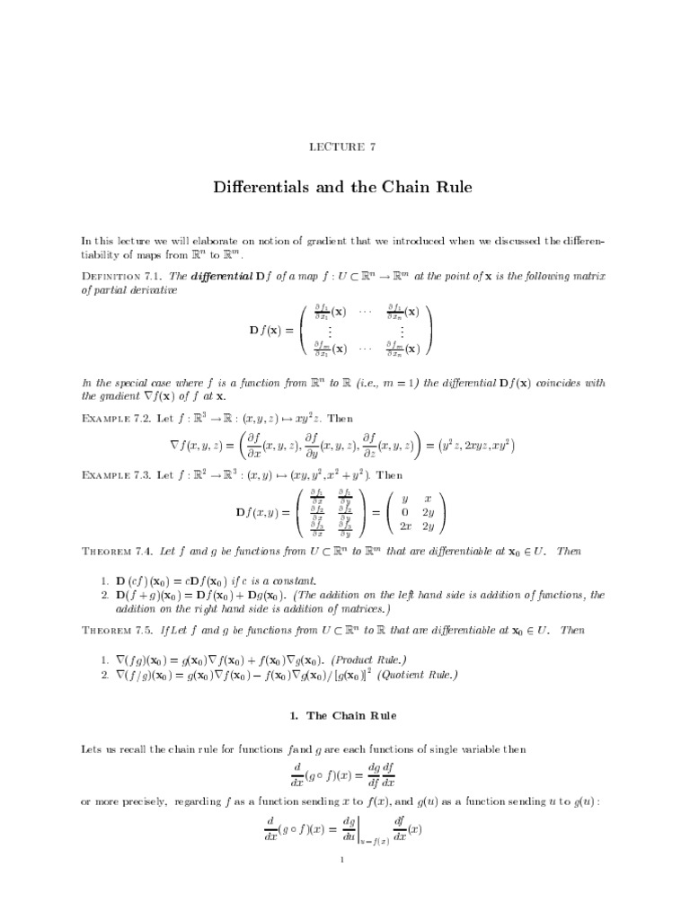 Differentials and The Chain Rule: F M F F F | PDF | Derivative ...