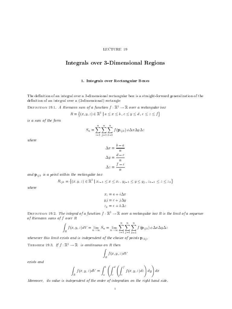 Integrals Over 3-Dimensional Regions: Theorem | PDF | Integral | Rectangle