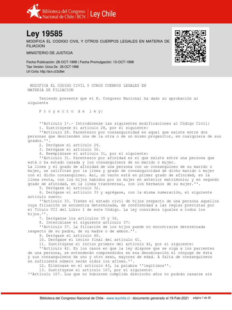 Ley-19585 Modifica El Codigo Civil y Otros Cuerpos Legales en Materia ...