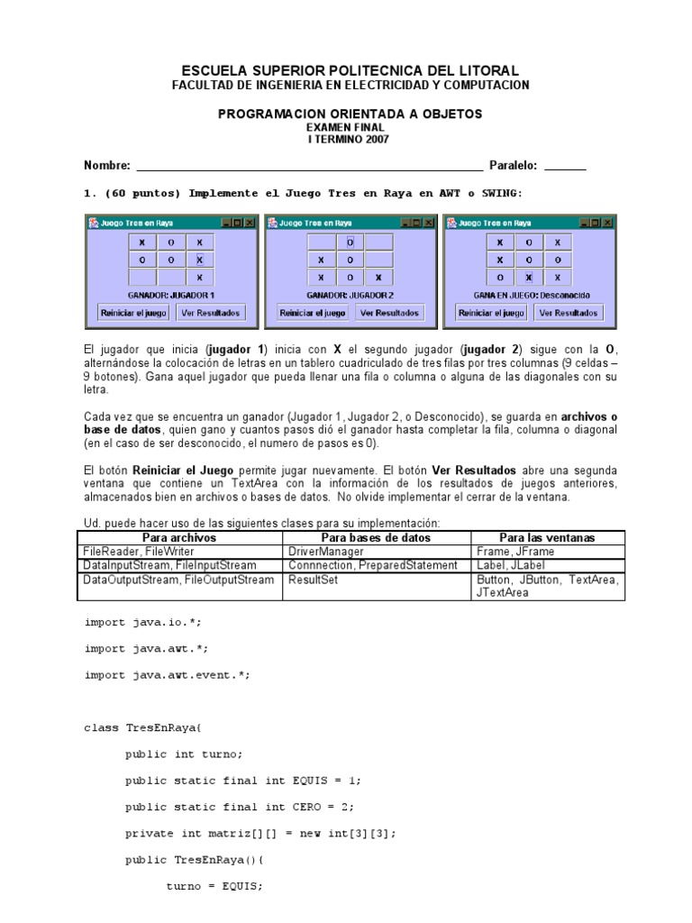 POO Examen Solucion Segundo Parcial ESPOL | PDF | Infraestructura ...