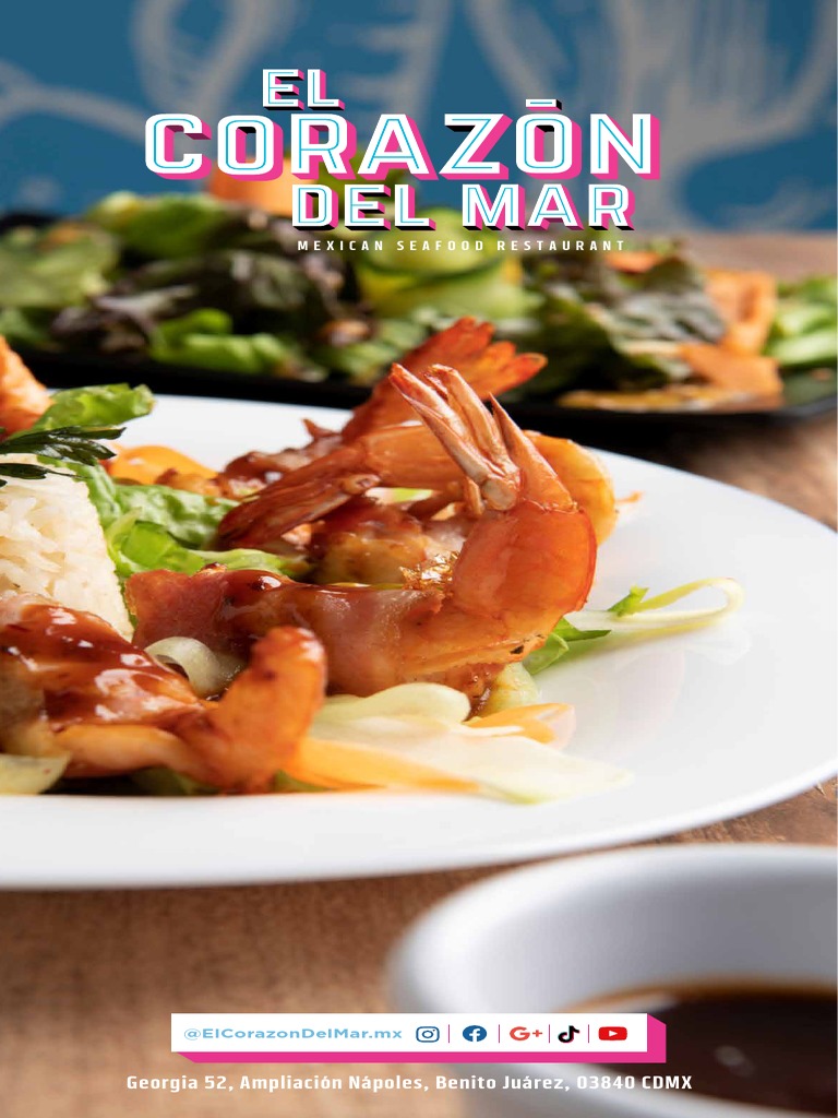 Menú de deliciosos platillos de mariscos y pescados del restaurante ...