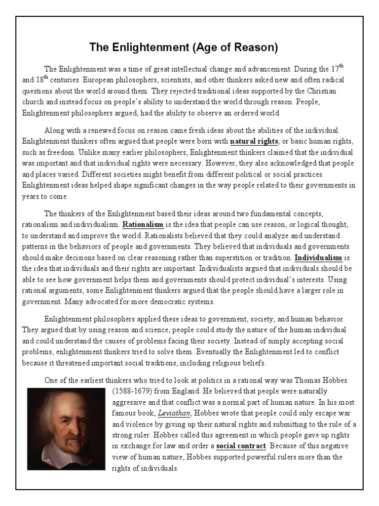 The Enlightenment Age of Reason Student Copy 3 | PDF | Reason | Age Of ...