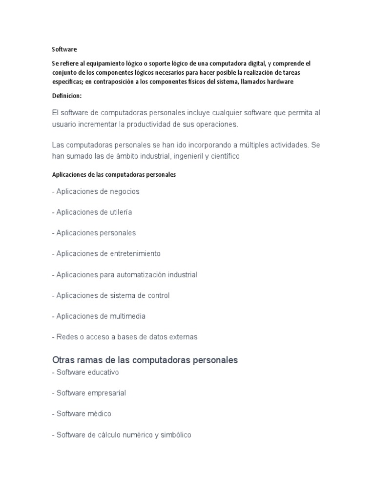 Tipos y funciones del software | PDF | Software | Software de la aplicacion