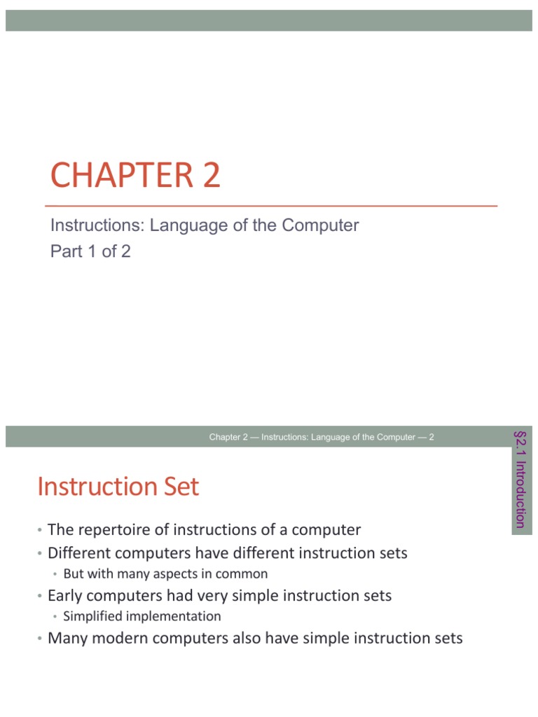 Week 2 - Instructions Language of The Computer - Part 1 | PDF | Library (Computing) | Subroutine