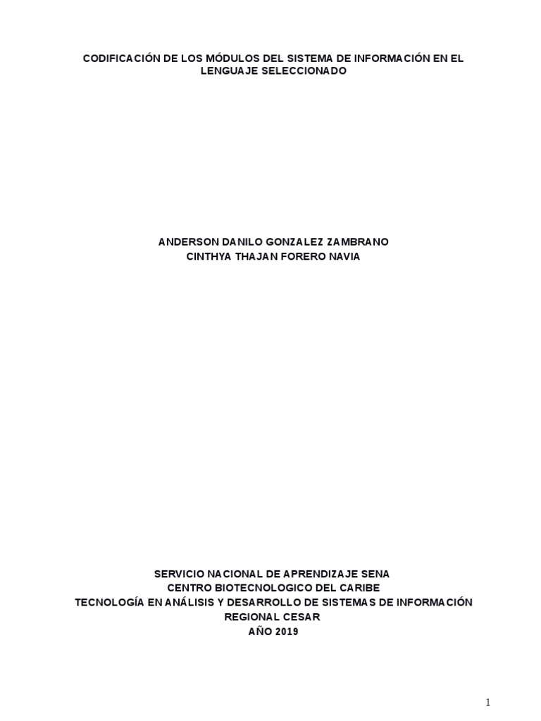 AP07 AA8 EV02. Codificaci N de Los M Dulos Del Sistema de Informaci N en El Lenguaje ...
