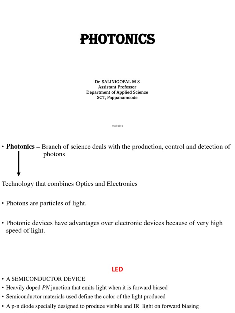 Module 5 - PHOTONICS | PDF | P–N Junction | Optical Fiber